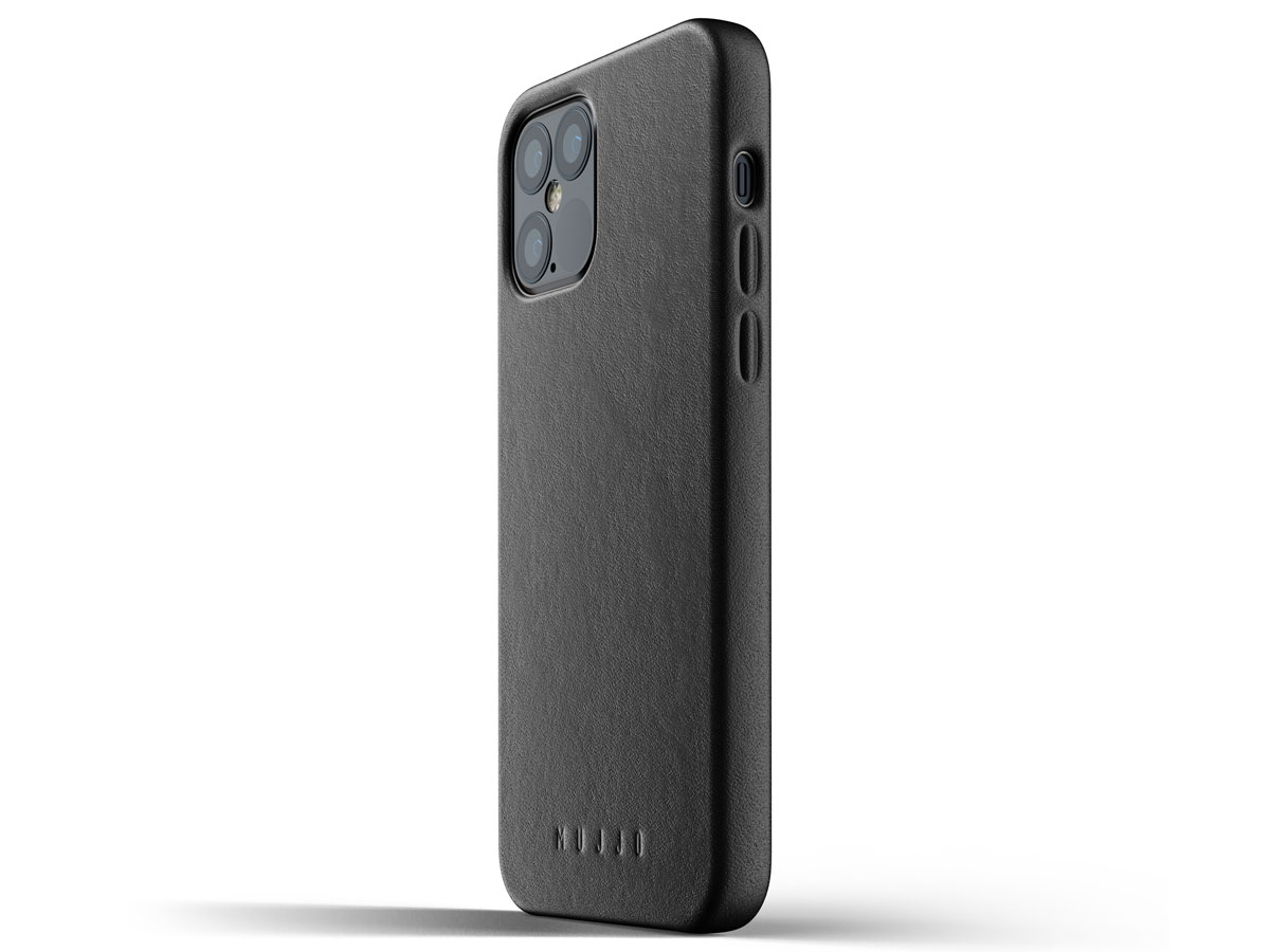 Mujjo Full Leather Case Zwart Leer iPhone 12/12 Pro Hoe