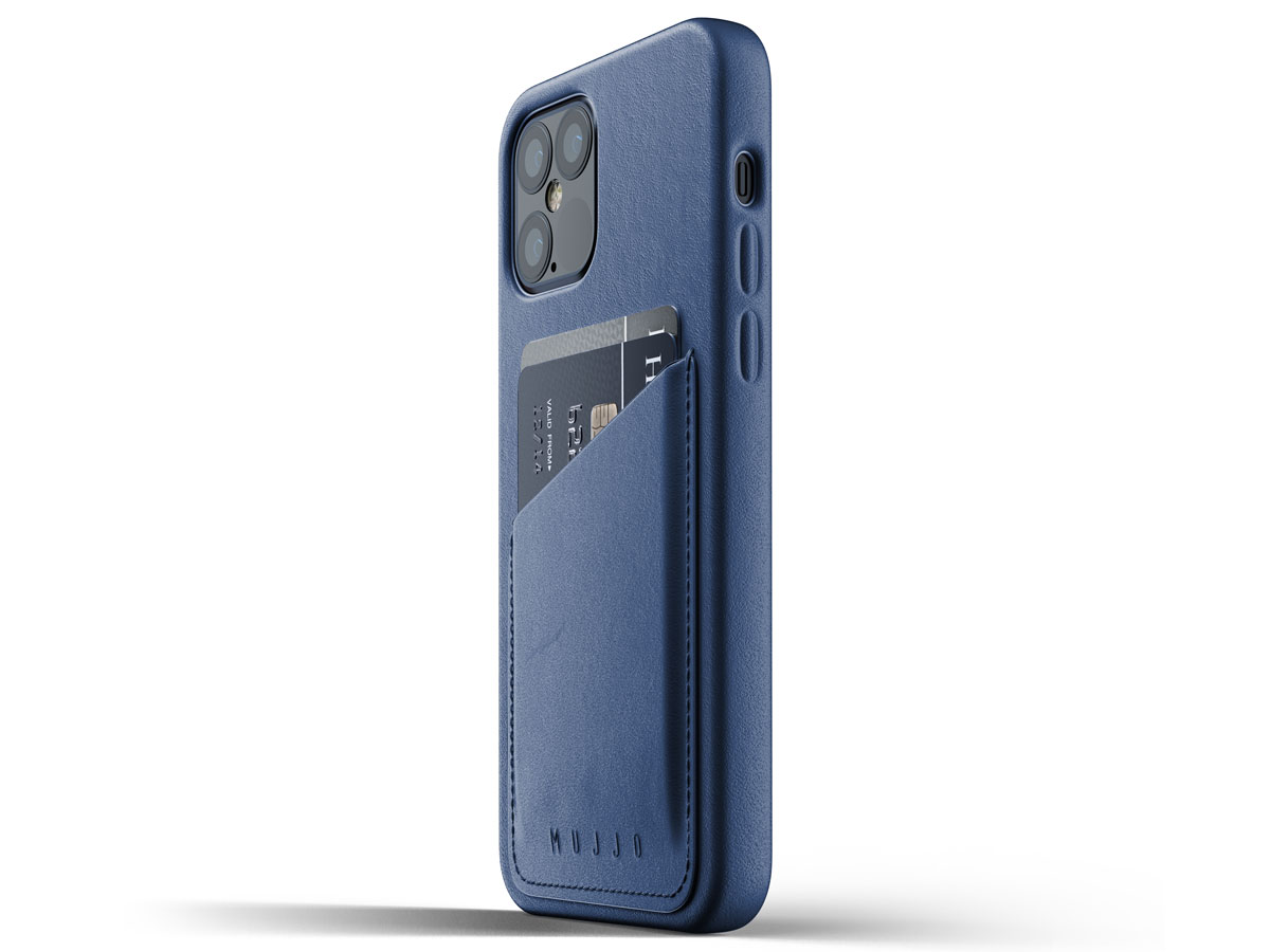 Mujjo Full Leather Wallet Case Blauw iPhone 12/12 Pro