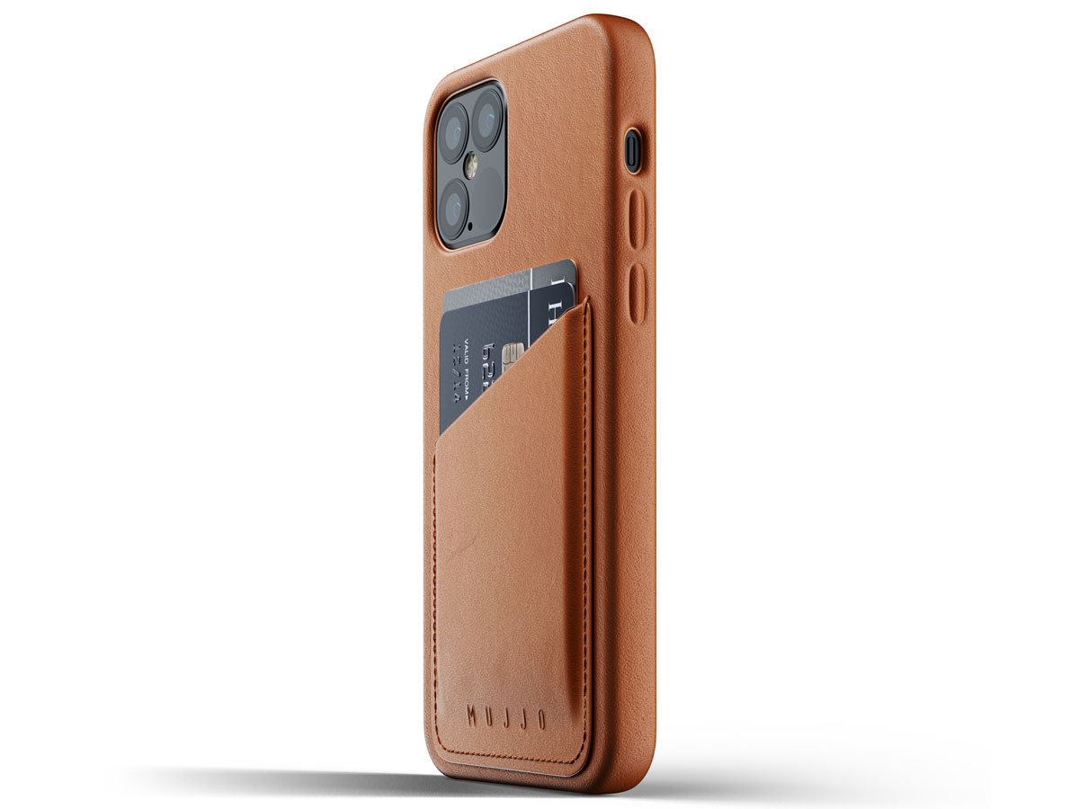 Mujjo Full Leather Wallet Case Tan iPhone 12/12 Pro Hoe