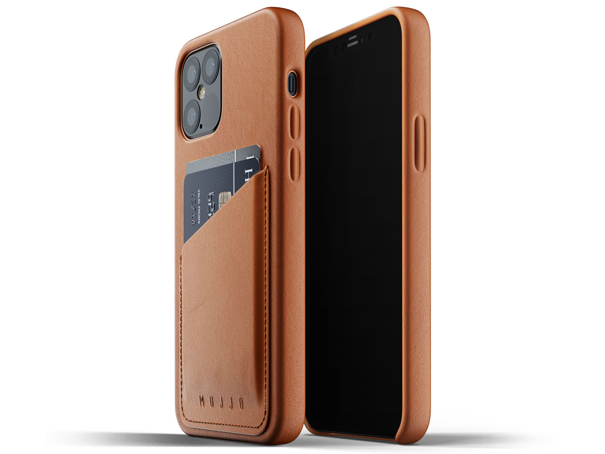 Mujjo Full Leather Wallet Case Tan iPhone 12/12 Pro Hoe