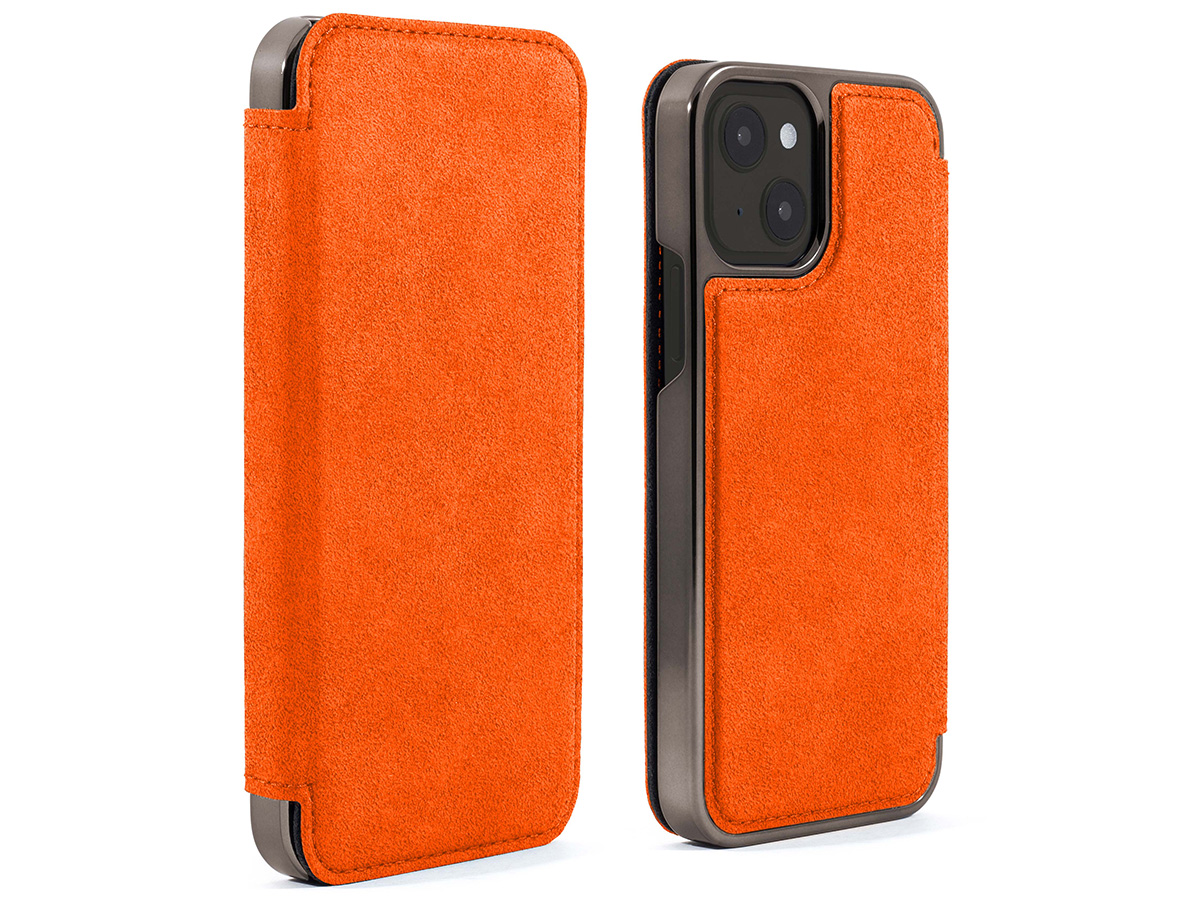 Greenwich Alcantara Case Luxe iPhone 14 Hoesje | Oranje