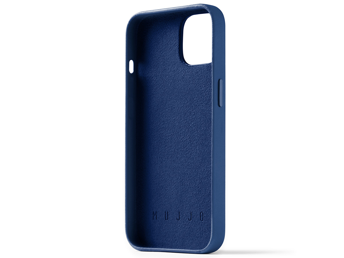 Mujjo Full Leather Wallet Case iPhone 14/15 Hoesje Blue