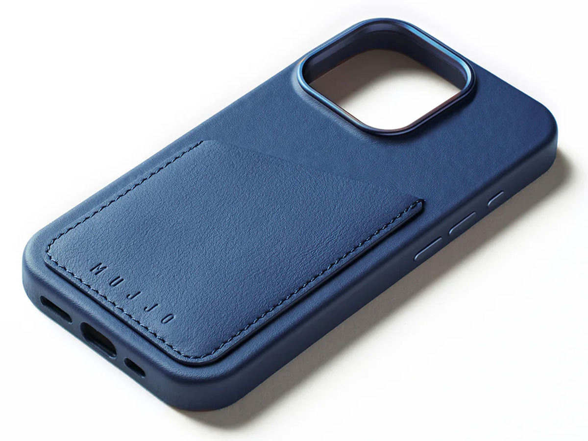 Mujjo Full Leather Wallet Case iPhone 16 Pro | Blauw
