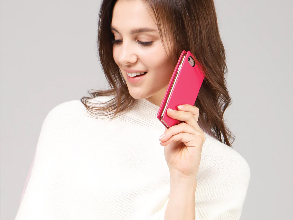 SLG Design D5 CSL Metal Roze Leren iPhone SE/8/7 hoesje