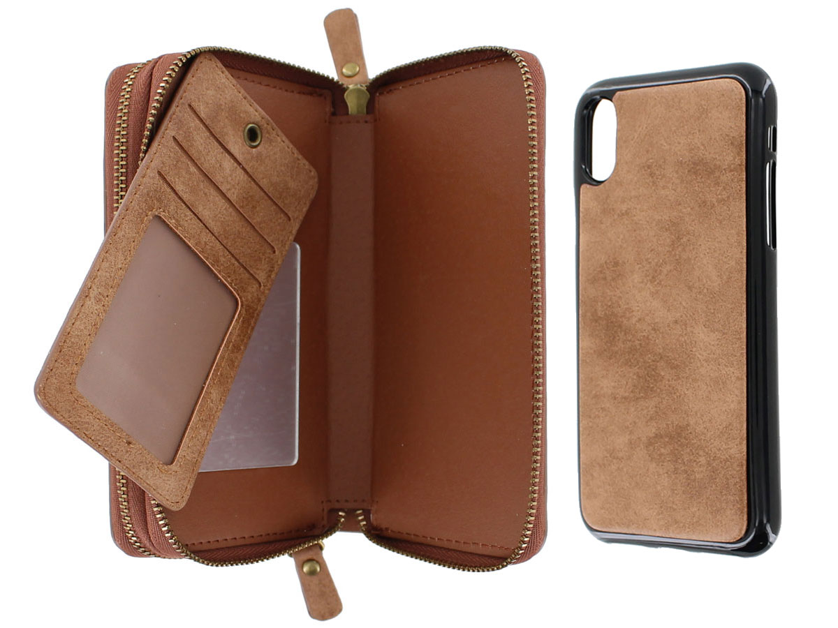 Smartphone Wallet met Magnetisch iPhone X/Xs hoesje Bruin
