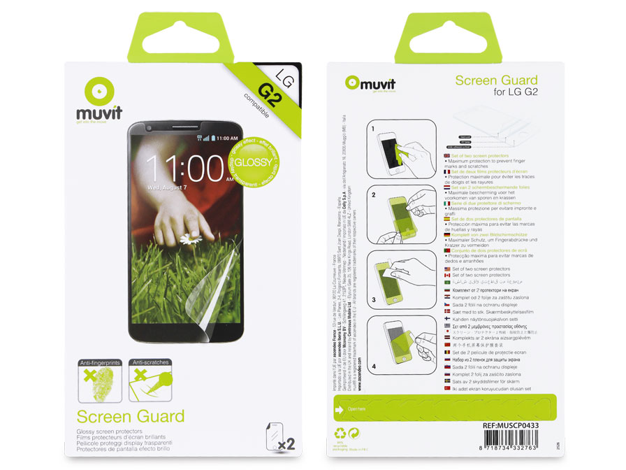 Muvit Screenprotector Glossy 2-pack voor LG G2
