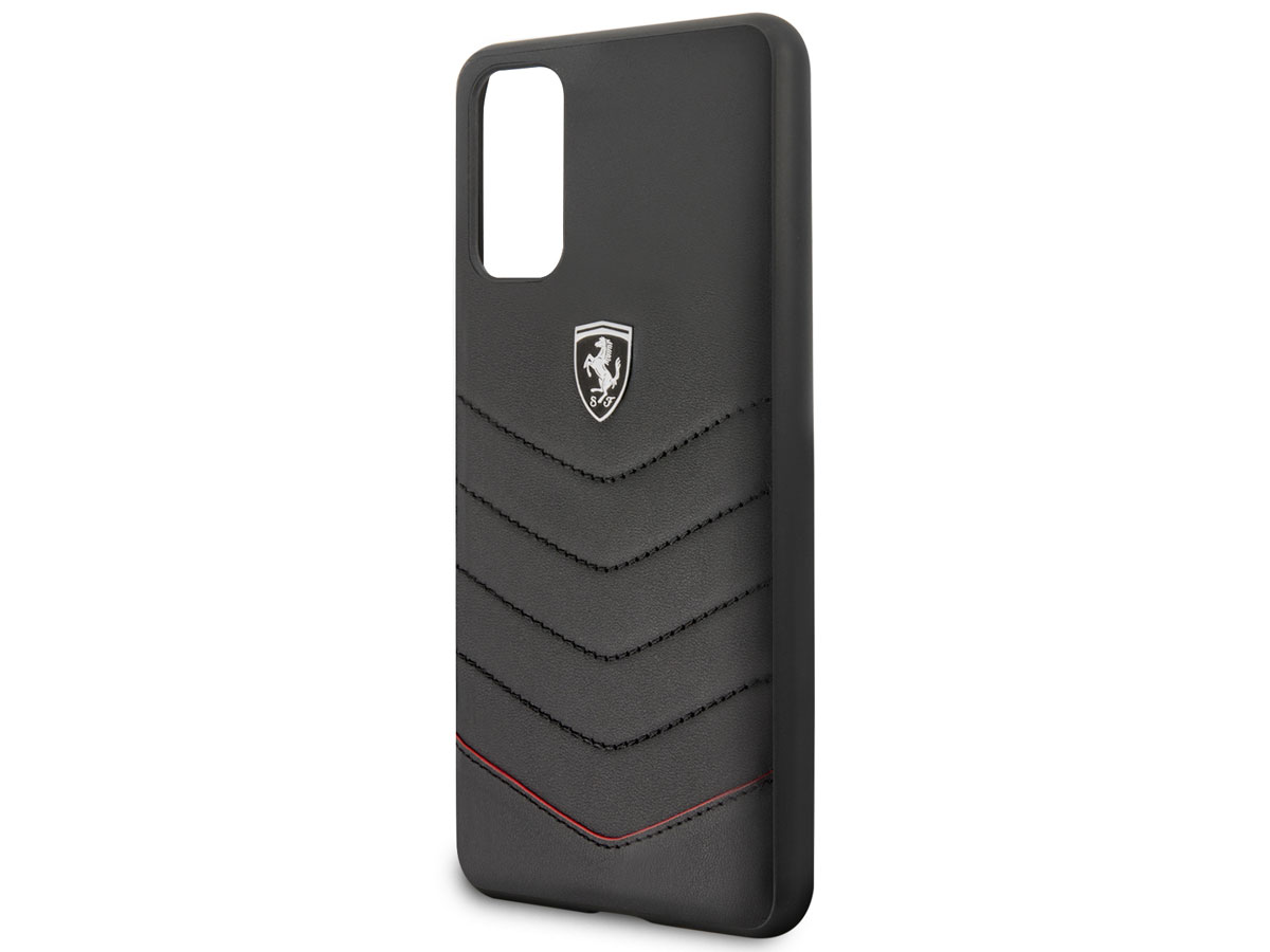 Ferrari Quilted Case Zwart Leer | Galaxy S20 hoesje