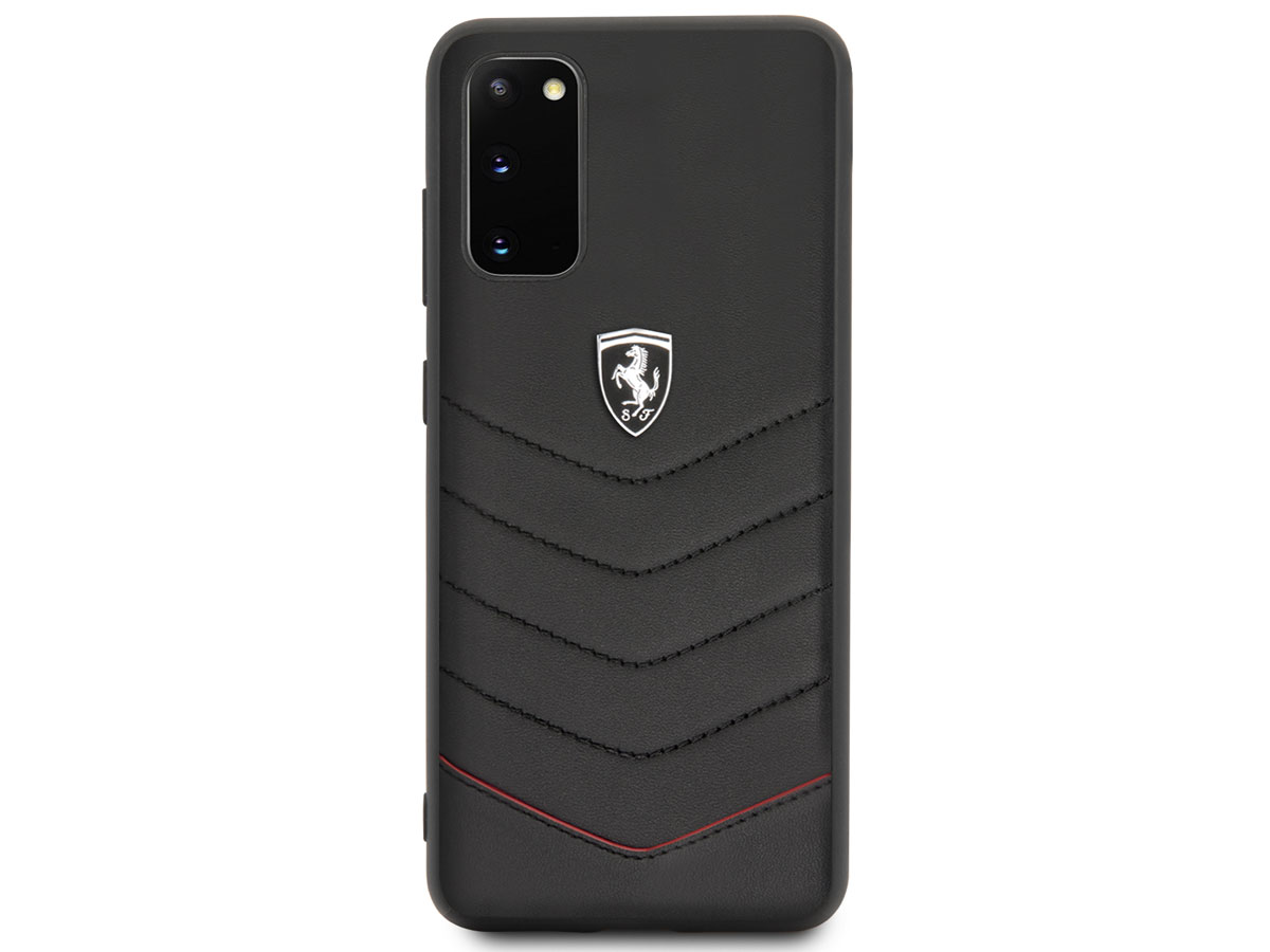 Ferrari Quilted Case Zwart Leer | Galaxy S20 hoesje