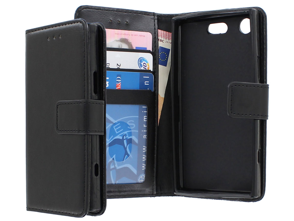Bookcase Wallet Zwart Sony Xperia Xz1 Compact Hoesje