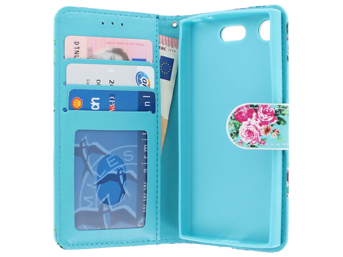 Flower Bookcase Wallet Sony Xperia Xz1 Compact Hoesje