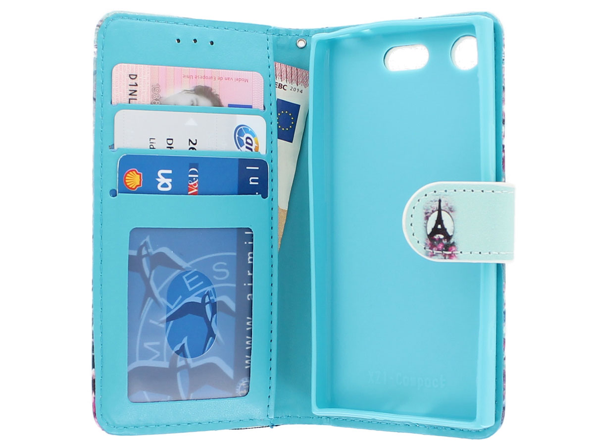 Retro Paris Bookcase Sony Xperia Xz1 Compact Hoesje
