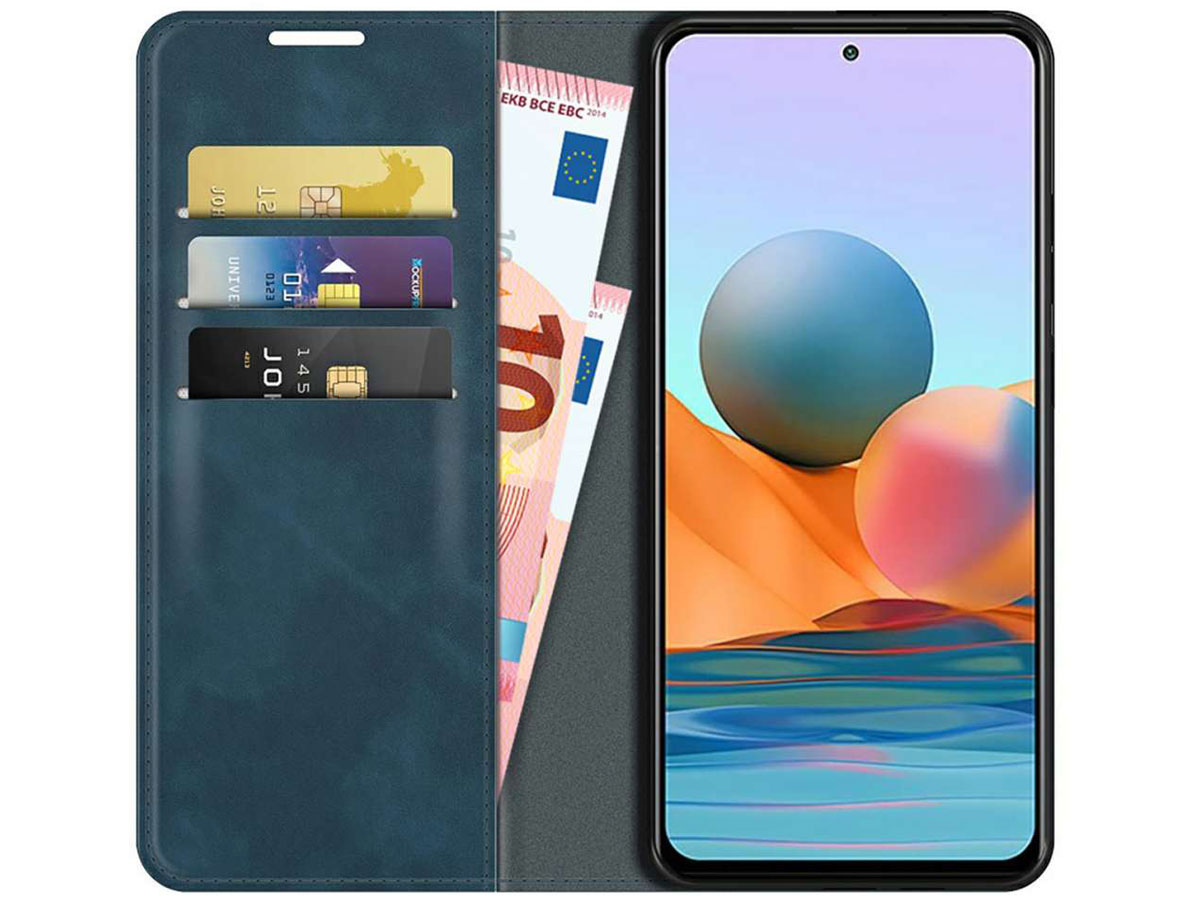 Magnetic Bookcase Xiaomi Redmi Note 10 Pro Hoesje Blauw